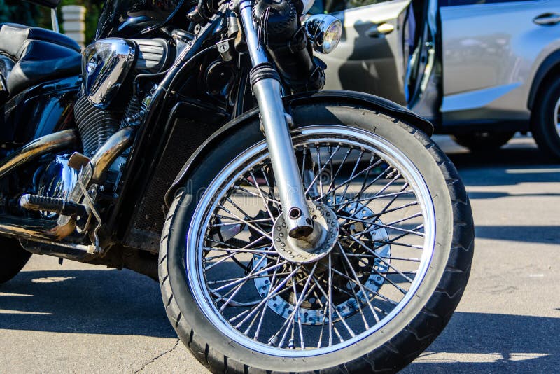Closeup of the Classical Cruiser or Chopper Motorcycle Stock Photo ...