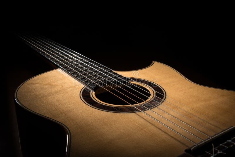 Closeup of a Classical Guitar Low Key Stock Photo - Image of dark ...