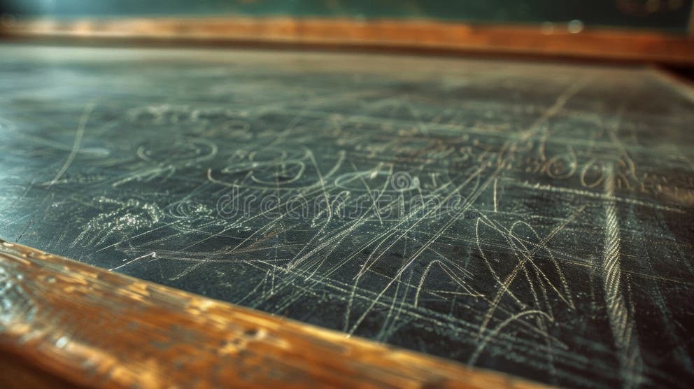 A Closeup of a Classroom Blackboard Covered in Chalk Dust Capturing the ...