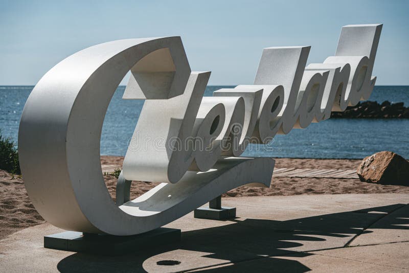 Cleveland Sign Overlooking the Cityscape of Downtown Cleveland,Ohio ...
