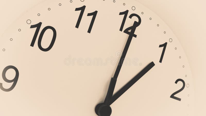 Closeup Clock Ticking Showing One Hour Stock Photo - Image of clockface ...
