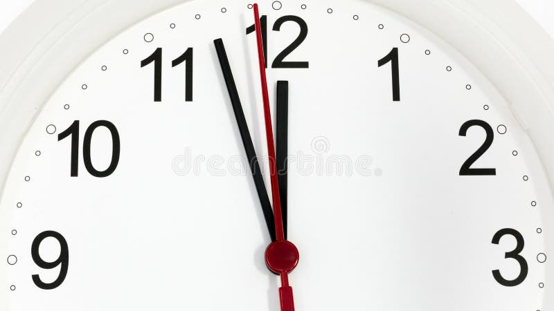 Closeup Clock Ticking Showing Twelve Hours Stock Image - Image of ...