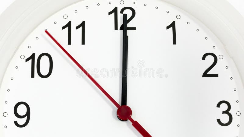 Closeup Clock Ticking Showing Twelve Hours Stock Image - Image of dial ...