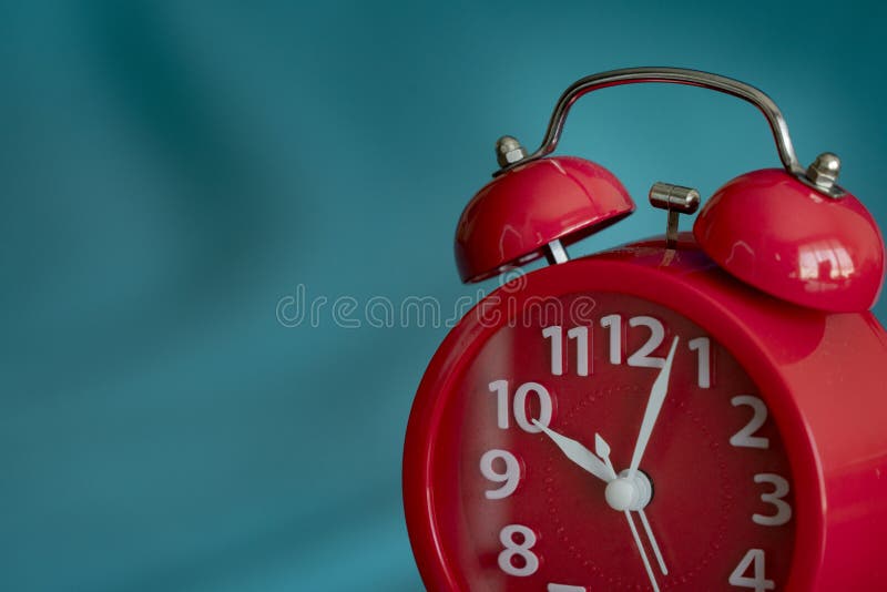 Closeup on Clockwise. Face of Red Alarm Clock at 10 O`clock Stock Image ...