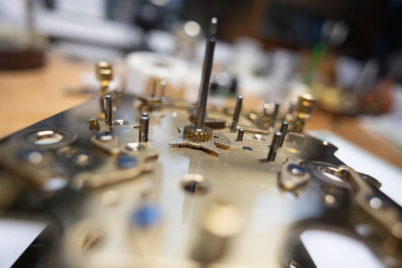 Closeup of Clockwork Details Stock Image - Image of spring, drive ...