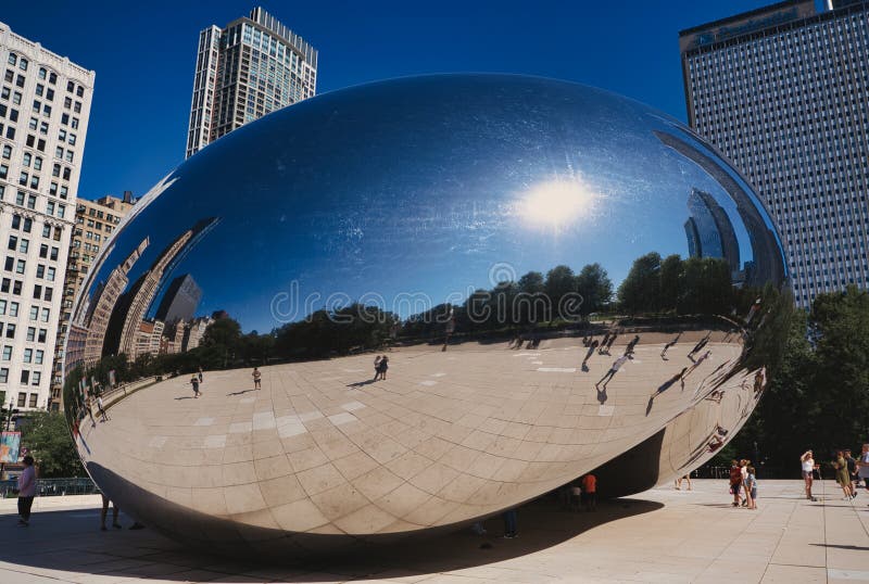 Closeup of the Cloud Gate Aka the Bean Inside the Millenium Park in ...