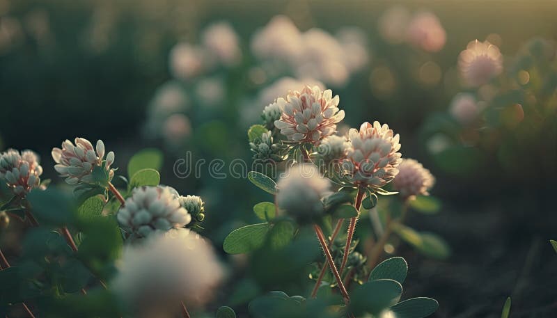 Closeup of Clover Fields, Blooming Clover, Bokeh, Spring, Background ...