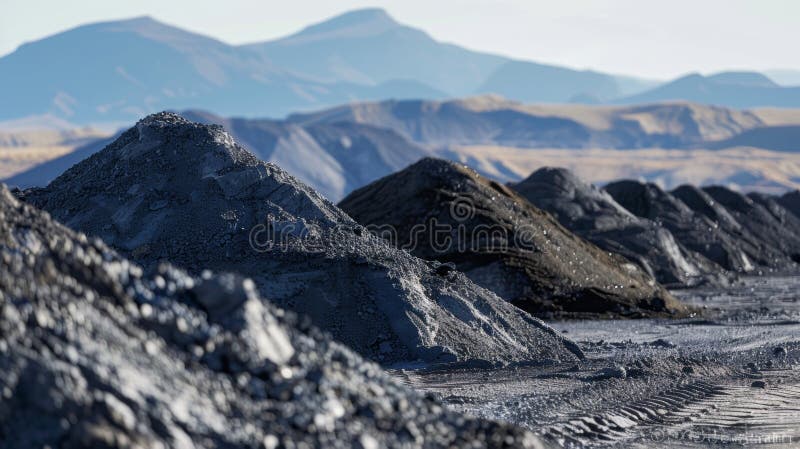 A Closeup of a Coal Ash Storage Facility with Mountains of Ash Waiting ...