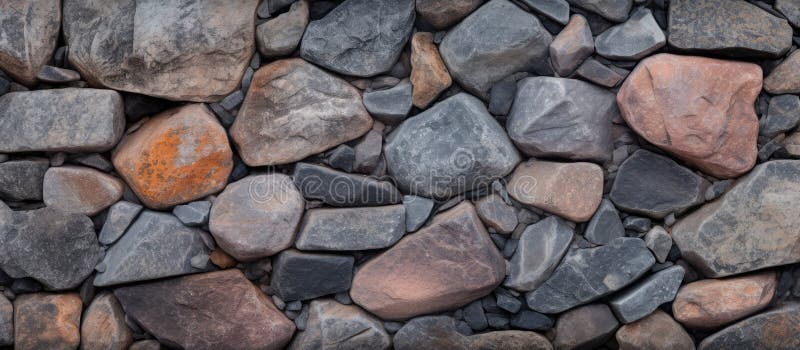 Closeup of Cobblestone Wall Built with Bedrock Rocks Stock Photo ...