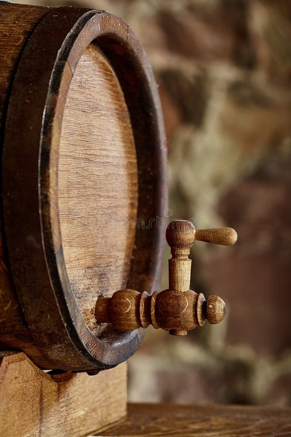 Closeup of Old Oak Barrel. Front View. Stock Photo - Image of aging ...