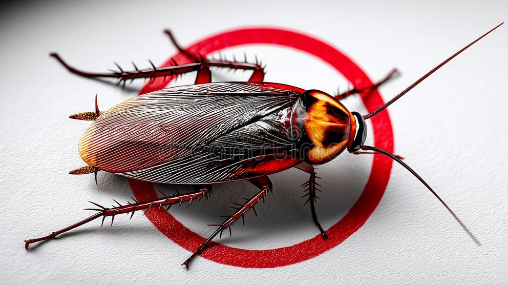Closeup of Cockroach on Red Target Stock Illustration - Illustration of ...