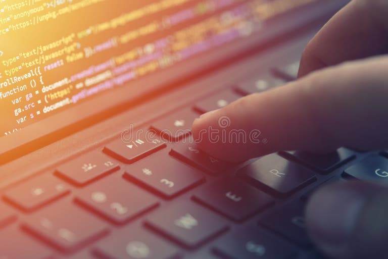 Closeup Coding on Screen, Hands Coding Html and Programming on Screen ...