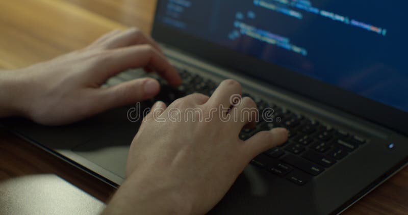 Closeup Coding On Screen Hands Coding Html And Programming On Screen Laptop Web Development