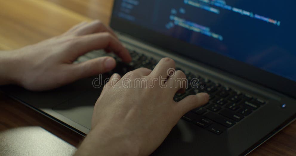 Closeup Coding on Screen, Man Hands Coding Html and Programming on ...