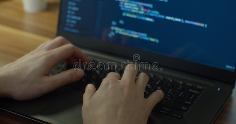 Closeup Coding On Screen Hands Coding Html And Programming On Screen Laptop Web Development