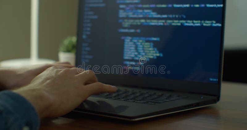 Closeup Coding on Screen, Man Hands Coding Html and Programming on Screen Laptop, Development ...