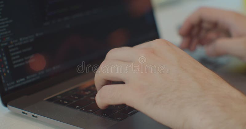 Closeup Coding On Screen Hands Coding Html And Programming On Screen Laptop Web Development