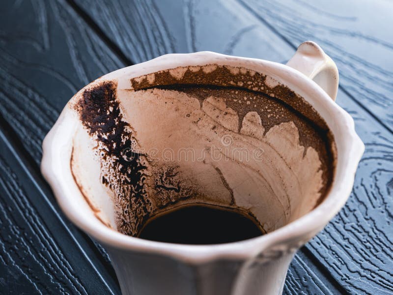 Closeup of a Coffee Cup with Dark Stains Inside Stock Image - Image of ...