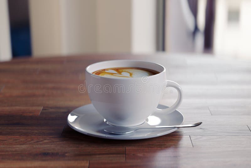 Closeup Coffee Cup on Wooden Table in Restaurant Stock Image - Image of ...