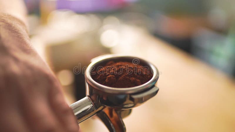 Slow Motion of the Process of Making Coffee Step by Step. Barista Hands ...