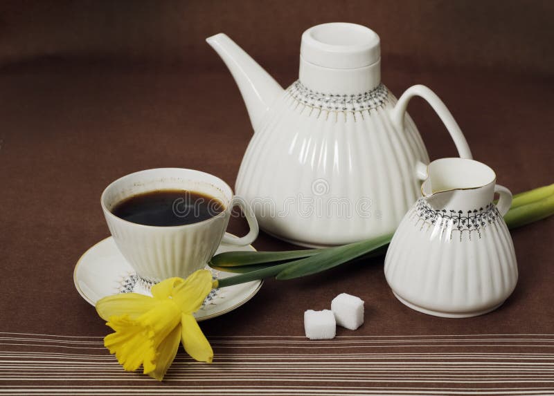 Closeup of coffee service stock photo. Image of cappuccino - 13374026