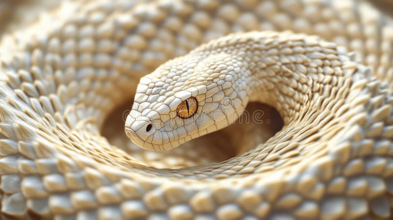 Closeup of a Coiled White Snake Stock Illustration - Illustration of ...