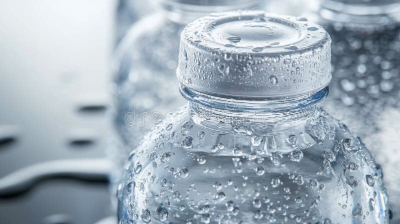 Closeup of Cold Water Bottles with Condensation Stock Illustration ...