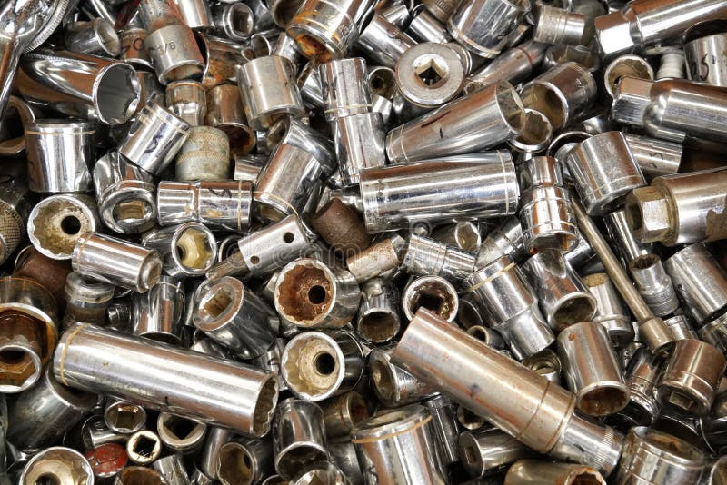 A Collection of Used Socket Set Tools Stock Photo - Image of background ...