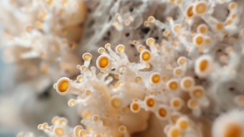 A Closeup of a Colony of Fungal Mycelium Showing the Different Stages ...