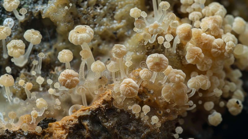 A Closeup of a Colony of Fungal Mycelium Showing the Different Stages ...