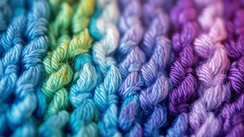Closeup of Colored Gradient Handmade Crochet Fabric Texture Stock Image ...