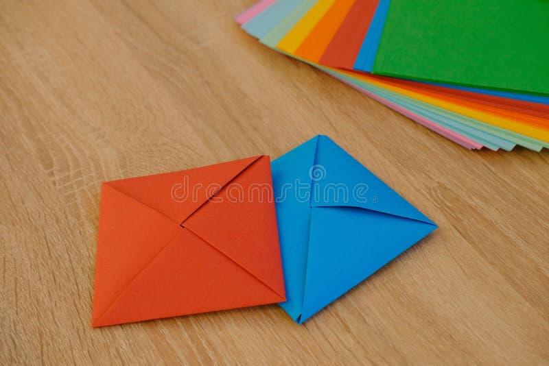 Closeup Colored Paper, Material for Scrapbooking, Origami, Figures from ...