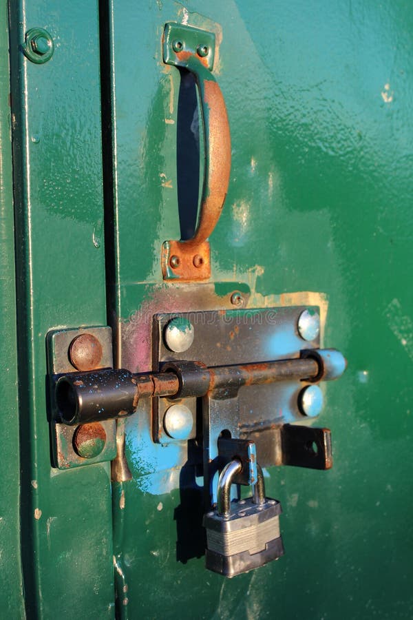 Closeup of a Colorful Bolt Lock on a Shed Stock Photo - Image of bolt ...