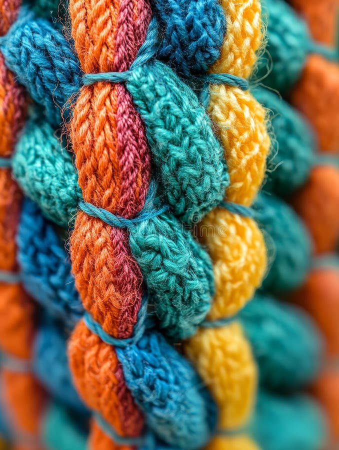 Closeup of Colorful Braided Yarn with Detailed Texture. Stock Image ...