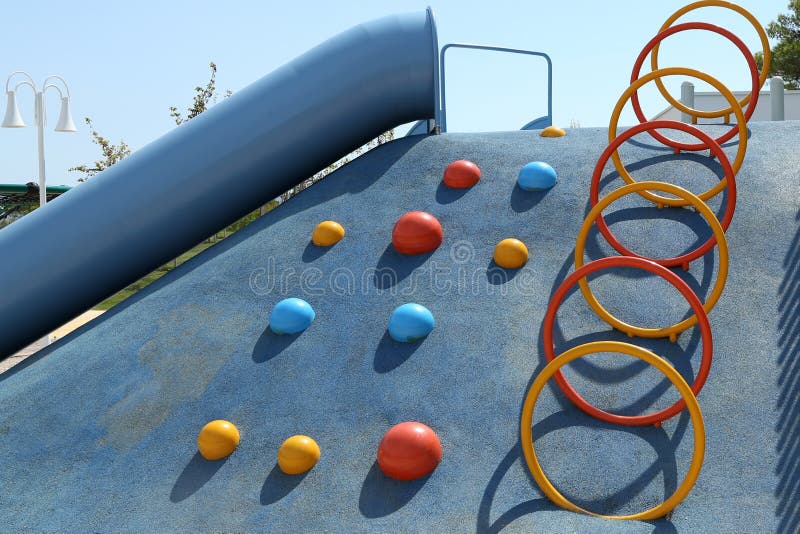 Closeup of a Colorful Climbing Slope at a Playground in the Park Stock ...