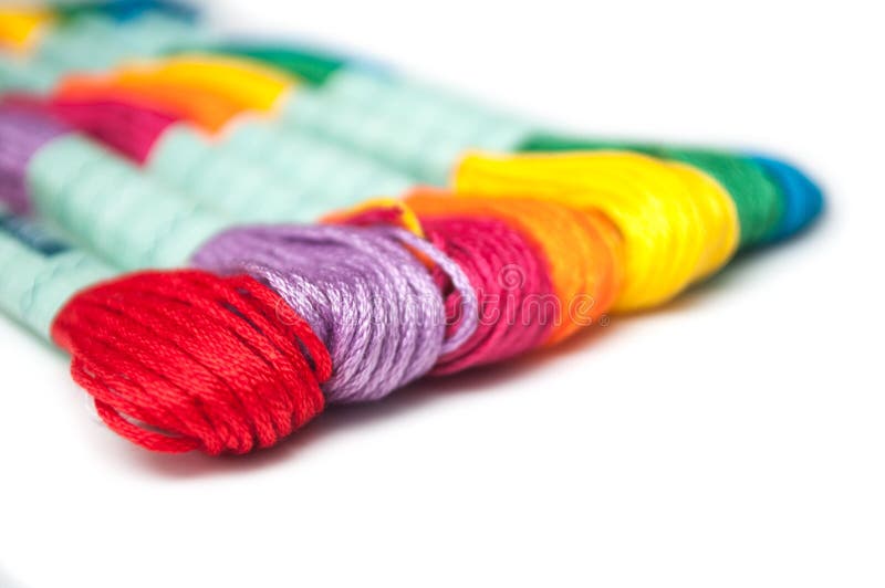 Colorful Cotton Threads on White Background Stock Photo - Image of ...