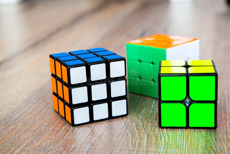 Closeup of Colorful Cube Toys on a Wooden Surface Editorial Stock Image ...