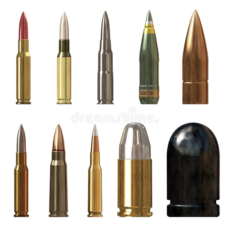Colorful Different Type of Bullets Isolated Over a White Background ...