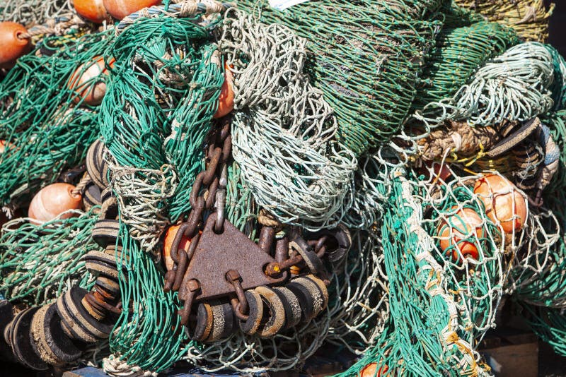 Closeup of Colorful Fishing Nets in Harbor Stock Image - Image of fish ...