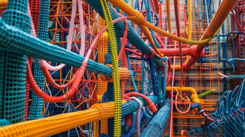 A Closeup of a Colorful Installation Made from Repurposed Wires and ...