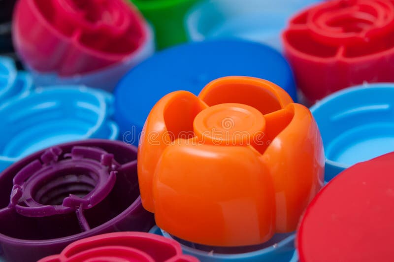 Colorful Plastic Plugs for Recycling Stock Photo - Image of beverage ...