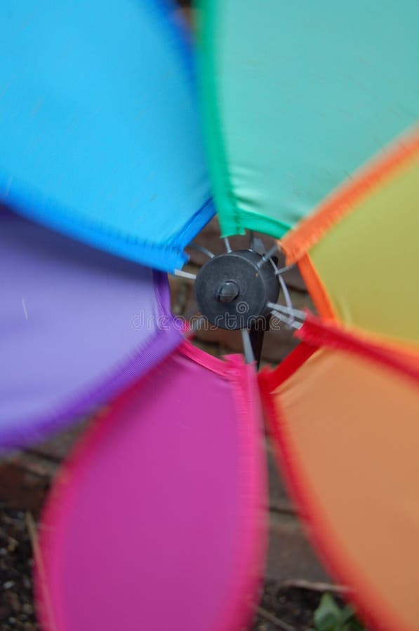 Closeup of Colorful Rainbow Pinwheel Spinning Stock Photo - Image of ...