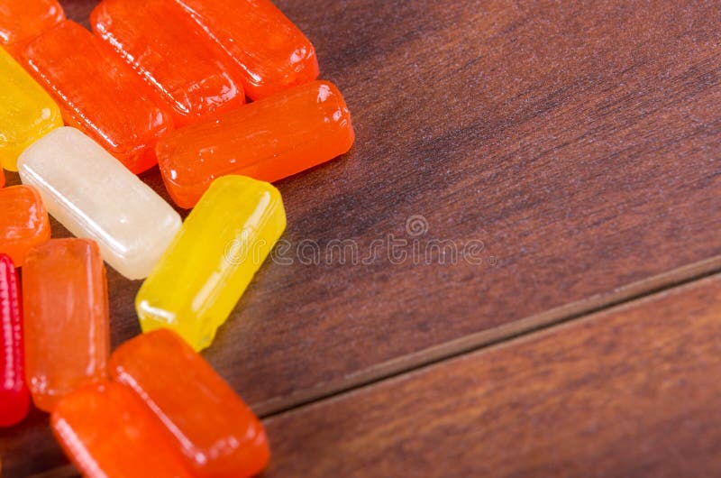 Colorful Rectangular Hard Candy Placed As Smiley Face On Blue Plate ...