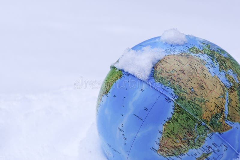 A Closeup of Colourful Globe Earth Covered in Snow Stock Image - Image ... A Closeup of Colourful Globe Earth Covered in Snow Stock Image - Image ...