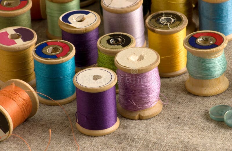 Closeup of Colourful Threads on a Piece of Fabric Under the Lights ...