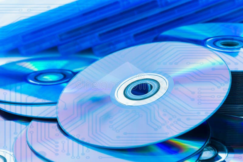 Closeup Compact Discs (CD/DVD) with the Circuit Board Stock Image ...