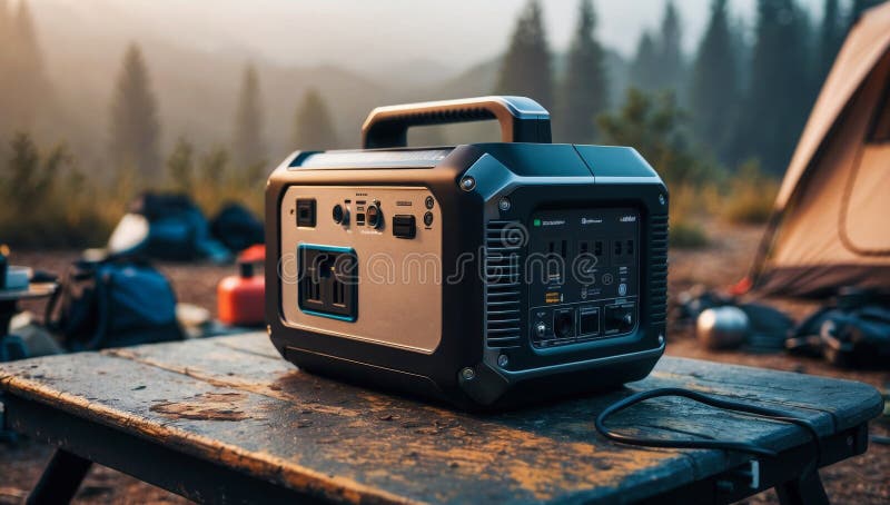 Closeup of a Compact Portable Solar Powered Generator, Weather ...