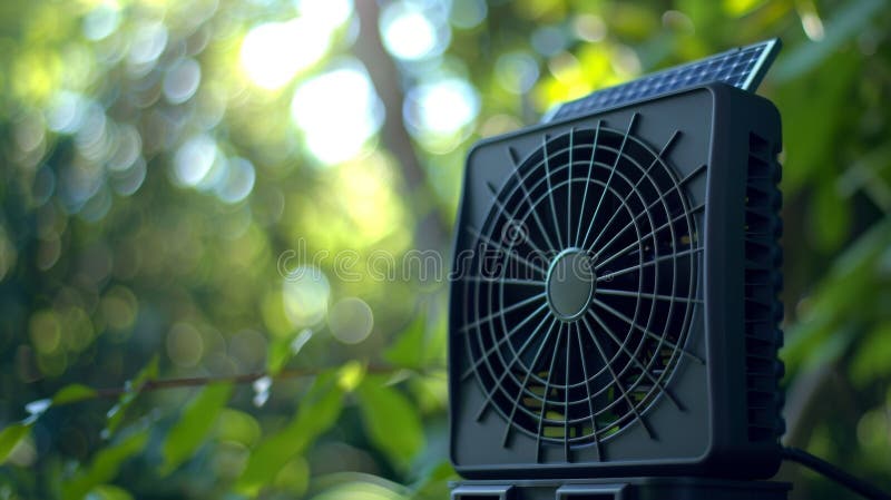 Closeup of a Compact Solar Powered Fan with a Builtin Solar Panel on ...