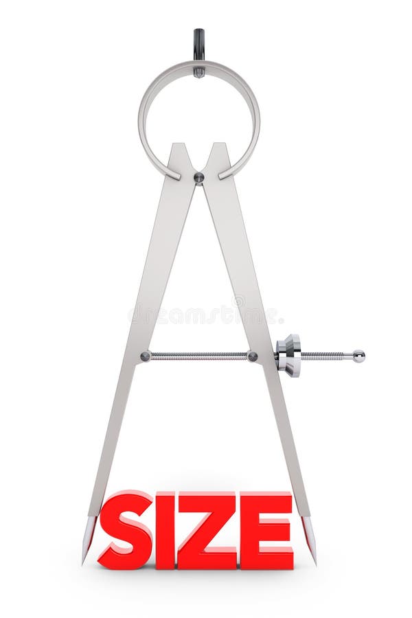 Closeup Compass Drawing with Size Sign Stock Illustration ...