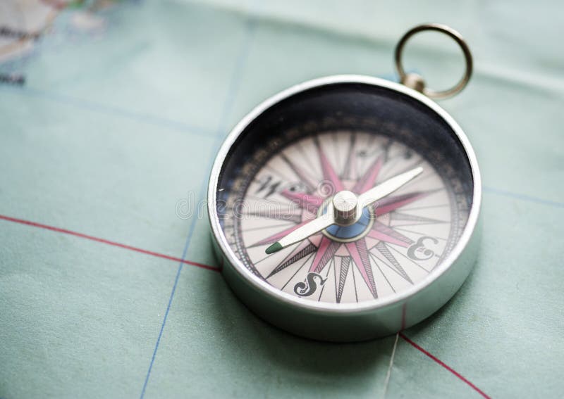 Closeup of Compass on the Map Stock Image - Image of compass, discovery ...